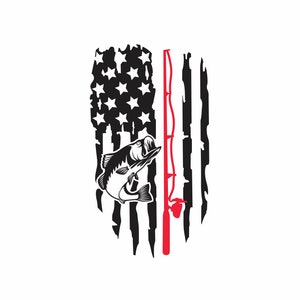 Fishing Rod Flag Svg, Fishing Distressed Flag Png, USA Fish Flag Vector ...