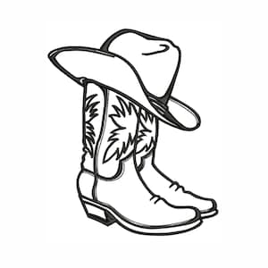 Cowboy Boot Embroidery Design Cowboy Hat With Boot Dst File Cowboy Boot ...
