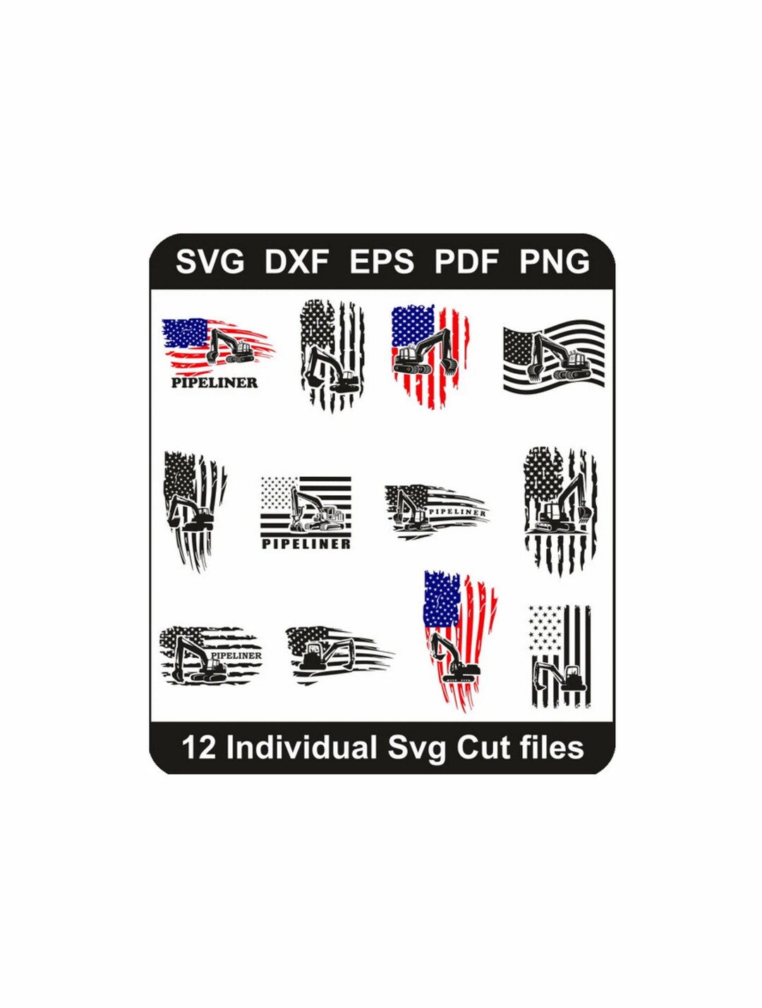 Pipeliner American Flag Svg Pack, USA Flag Pipeliner Png Bundle ...