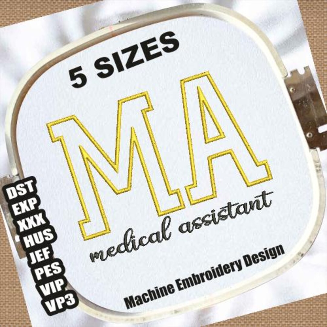 MA Medical Assistant Applique Machine Embroidery Design | Medical Life ...