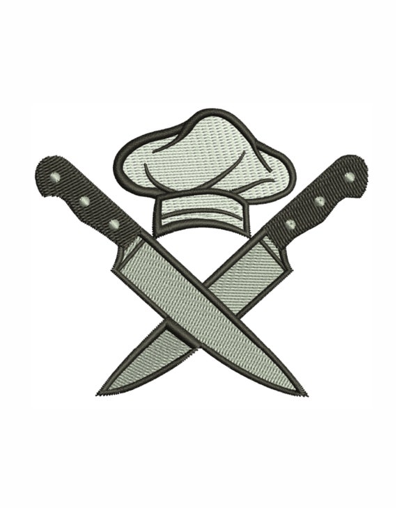 Chef With Knife Logo Embroidery Design Chef Knife Machine - Etsy