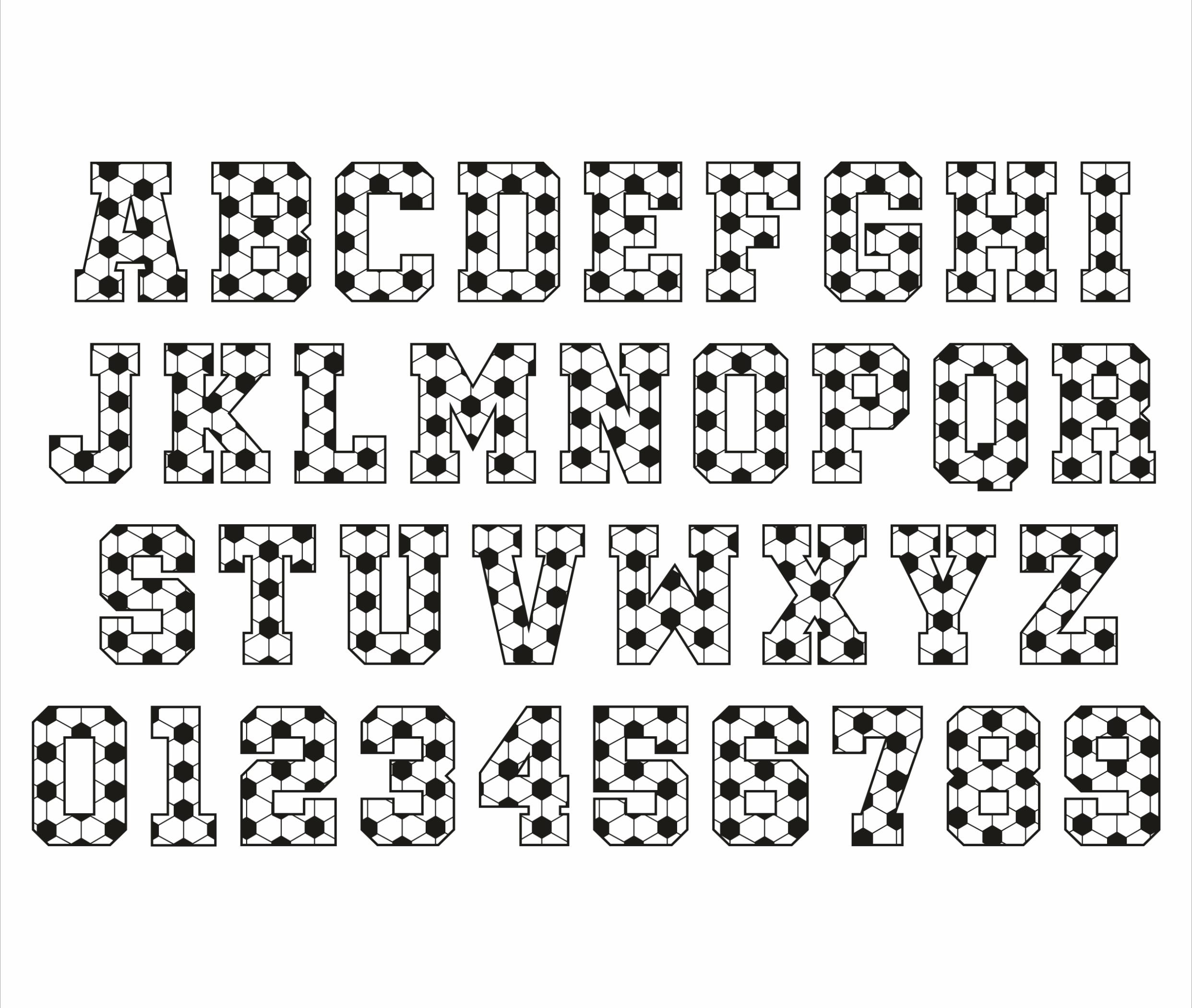 Football Alphabet and Numbers Svg, Football Font Png, Soccer Number ...