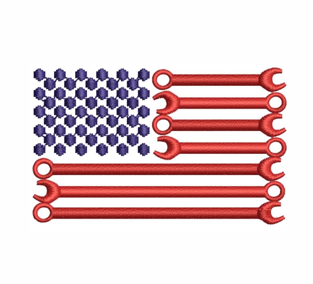 Wrench Flag Embroidery Design | Wrench Flag Dst File | Wrench Flag Pes ...