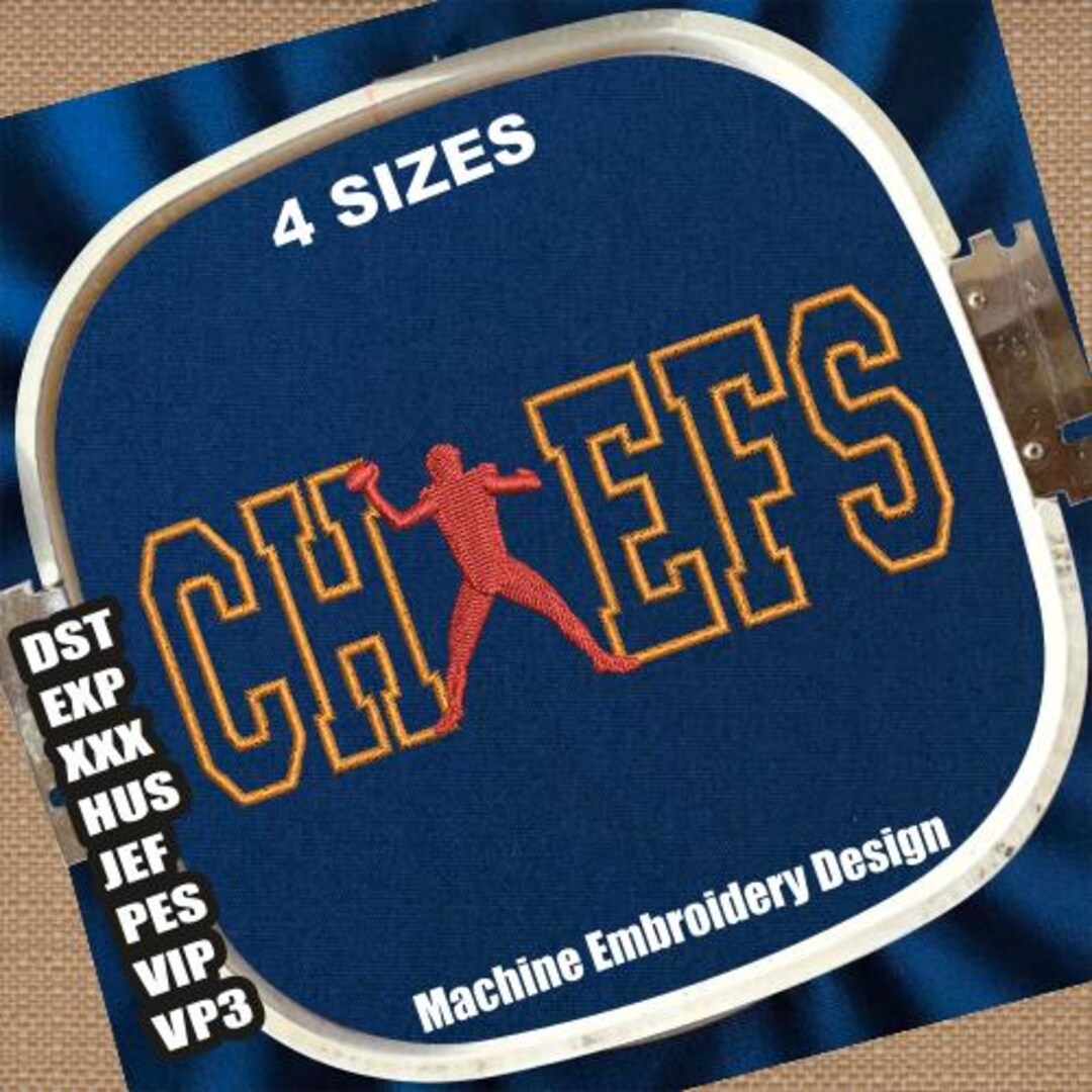 Chiefs Outline Letters Machine Embroidery Designs | Chiefs Embroidery ...