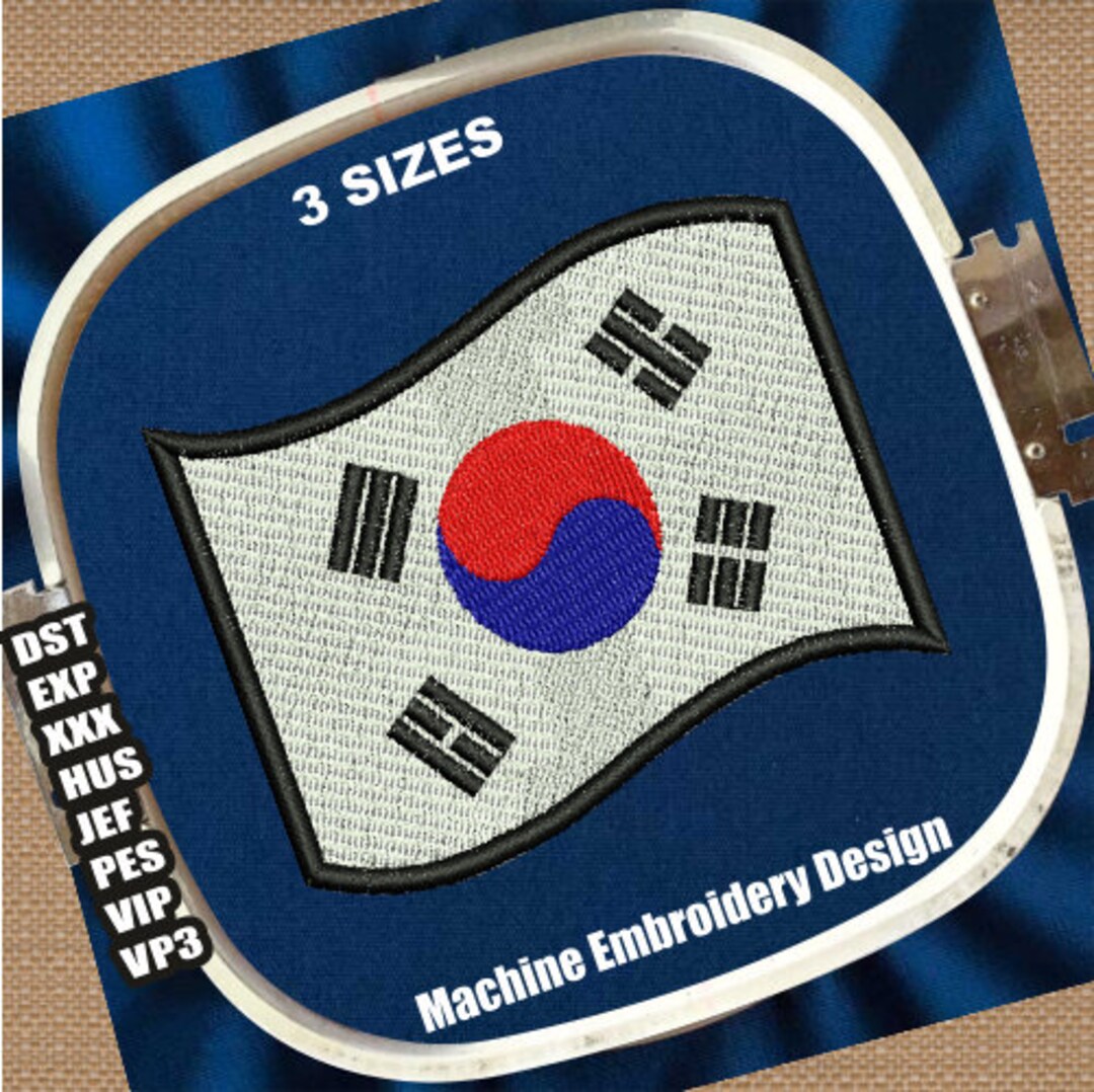 Flag of South Korea Embroidery Pattern | South Korea Nation Flag DST ...
