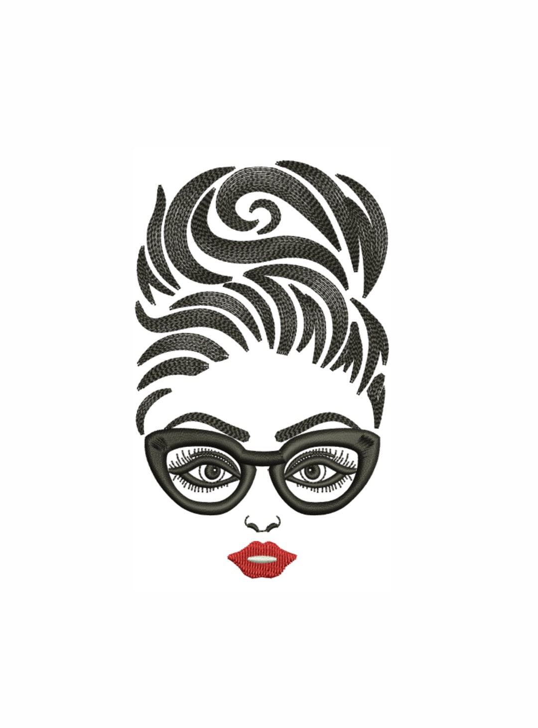 Messy Bun Embroidery Design Hair Bun Embroidery Design Girls Messy Bun ...