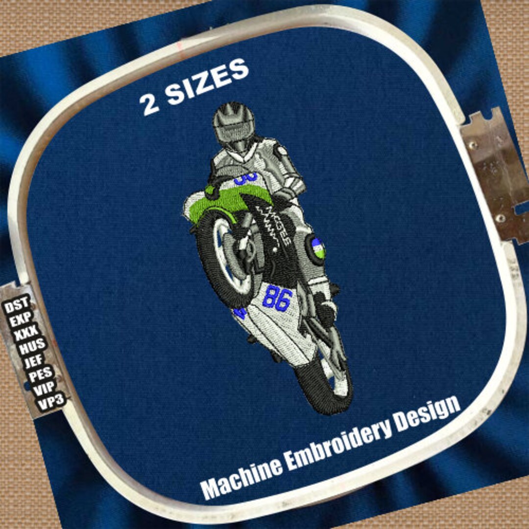 Bike Racing Embroidery Design Motorcycle Biker Dst Files Bike Rider Pes ...