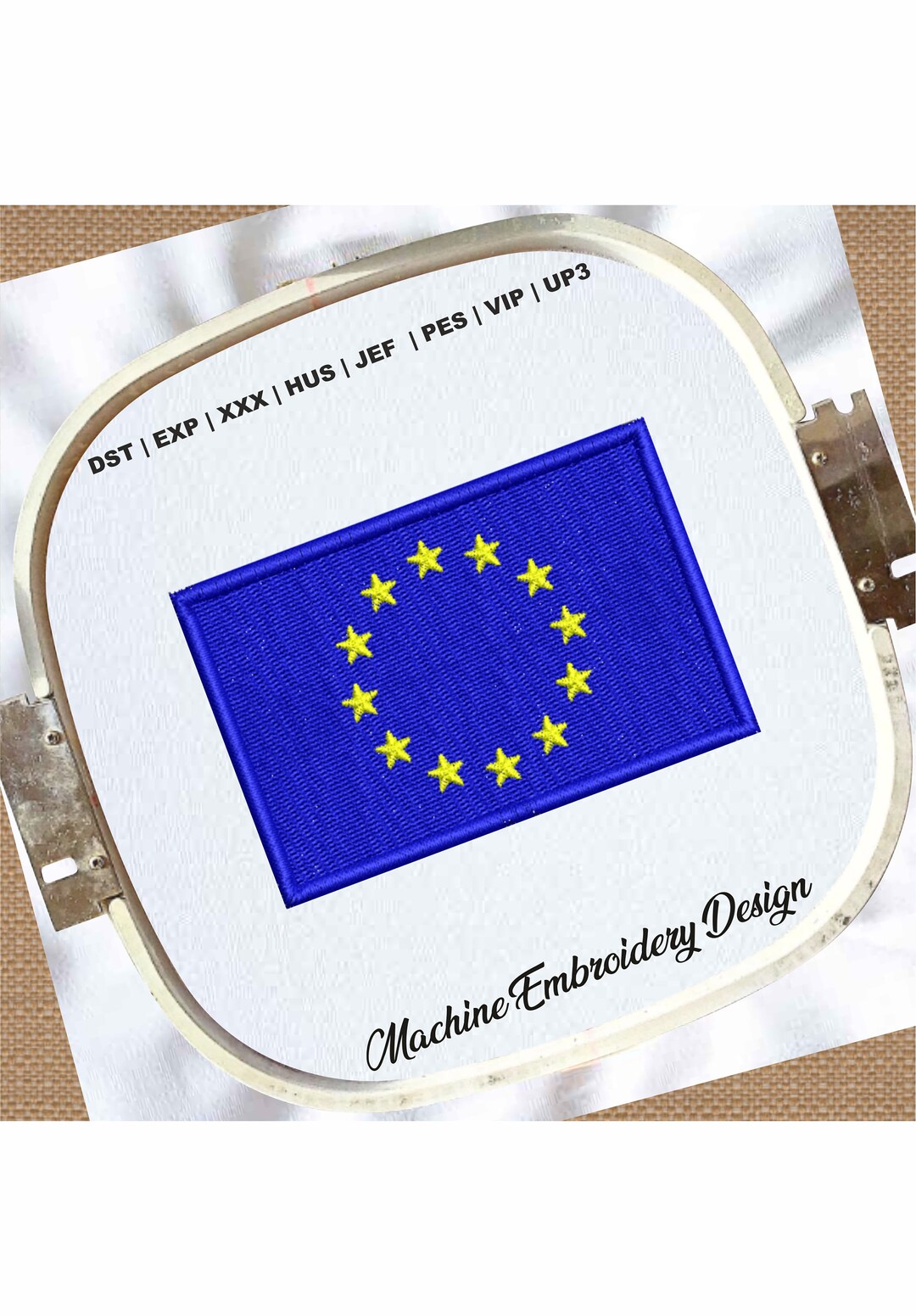 European Flag Embroidery Design | Eu Flag Dst File | Flag of Europe Pes ...