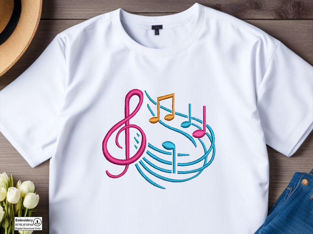 Musical Notes Embroidery Patterns | Colorful Music Note Embroidery ...