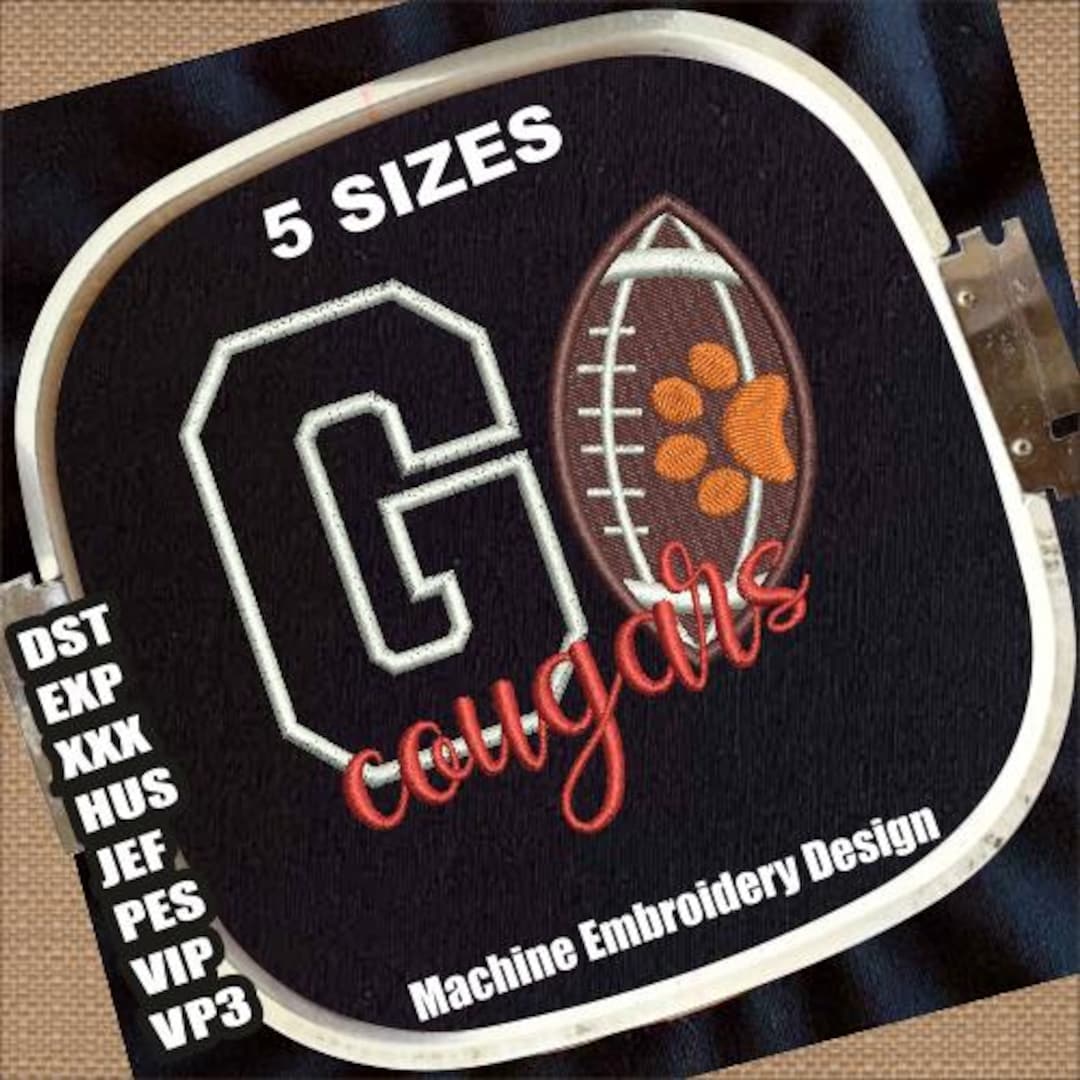 Go Football Cougars Paw Machine Embroidery Designs | Go Cougars ...