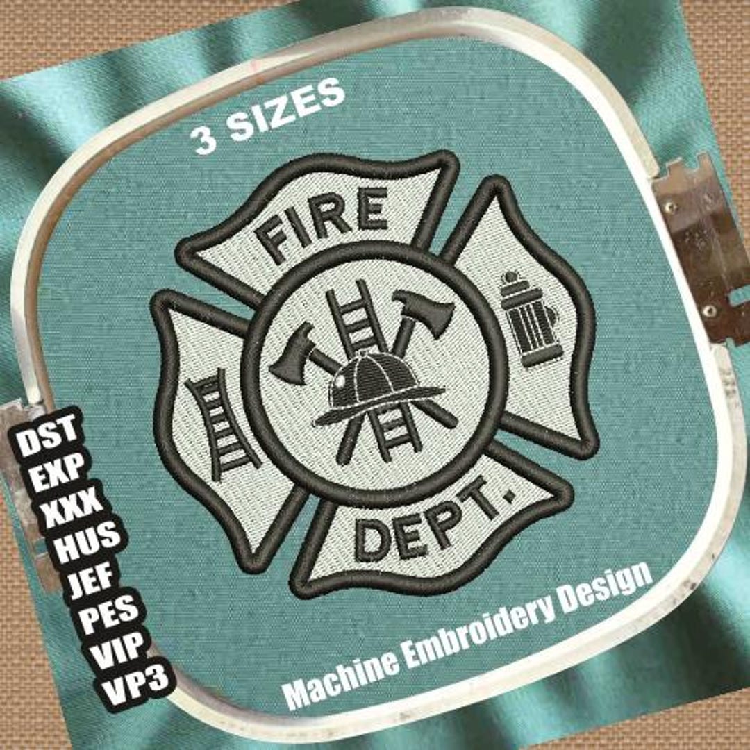 Fire Department Logo Embroidery Designs | Firefighter Rescue Logo DST ...