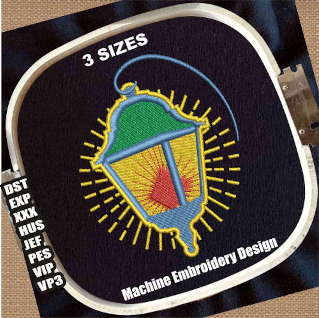 Street Light Lantern Embroidery Design | Night Street Lamp DST File ...