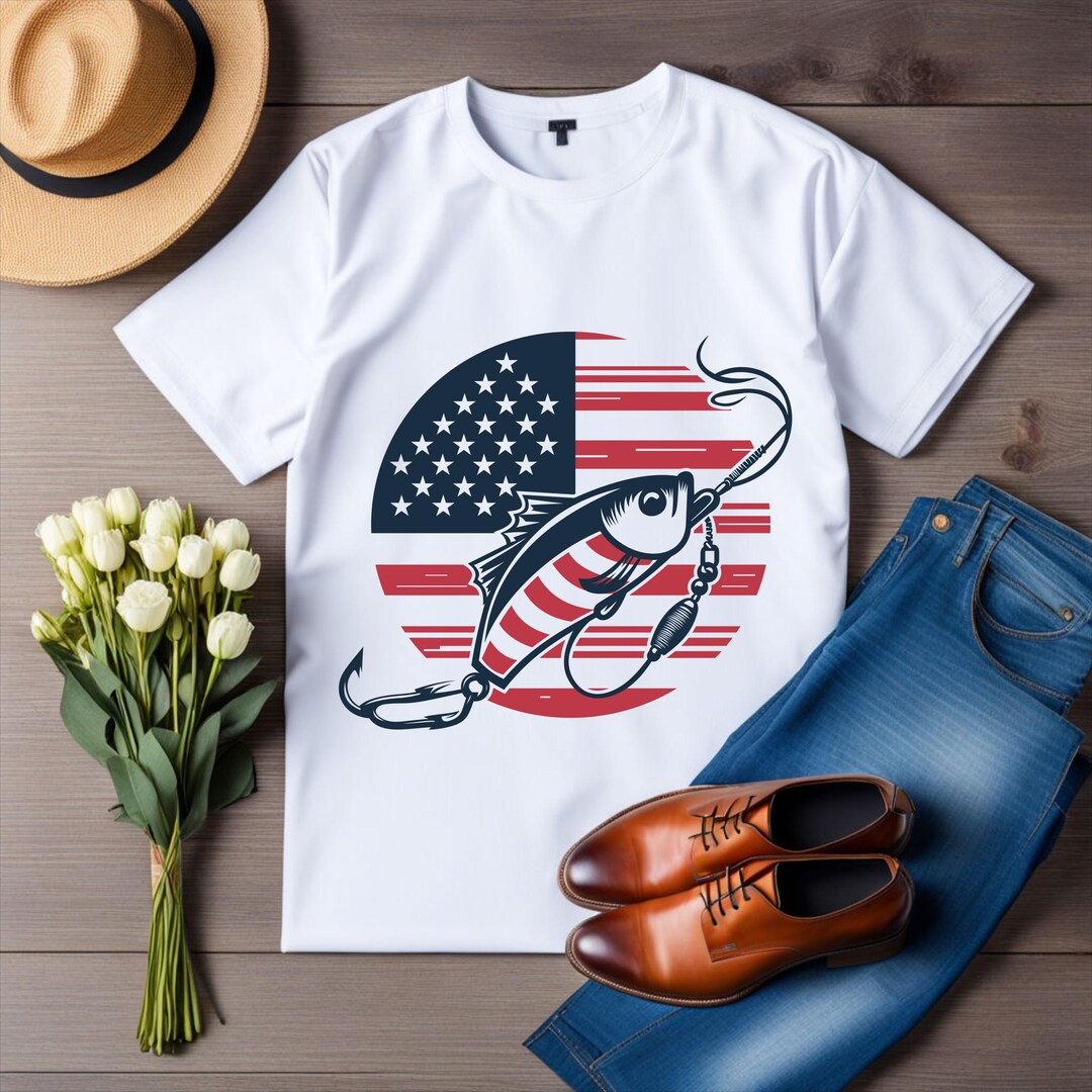 Fishing American Flag Svg, Fishing Circle US Flag Png, USA Flag Fish ...