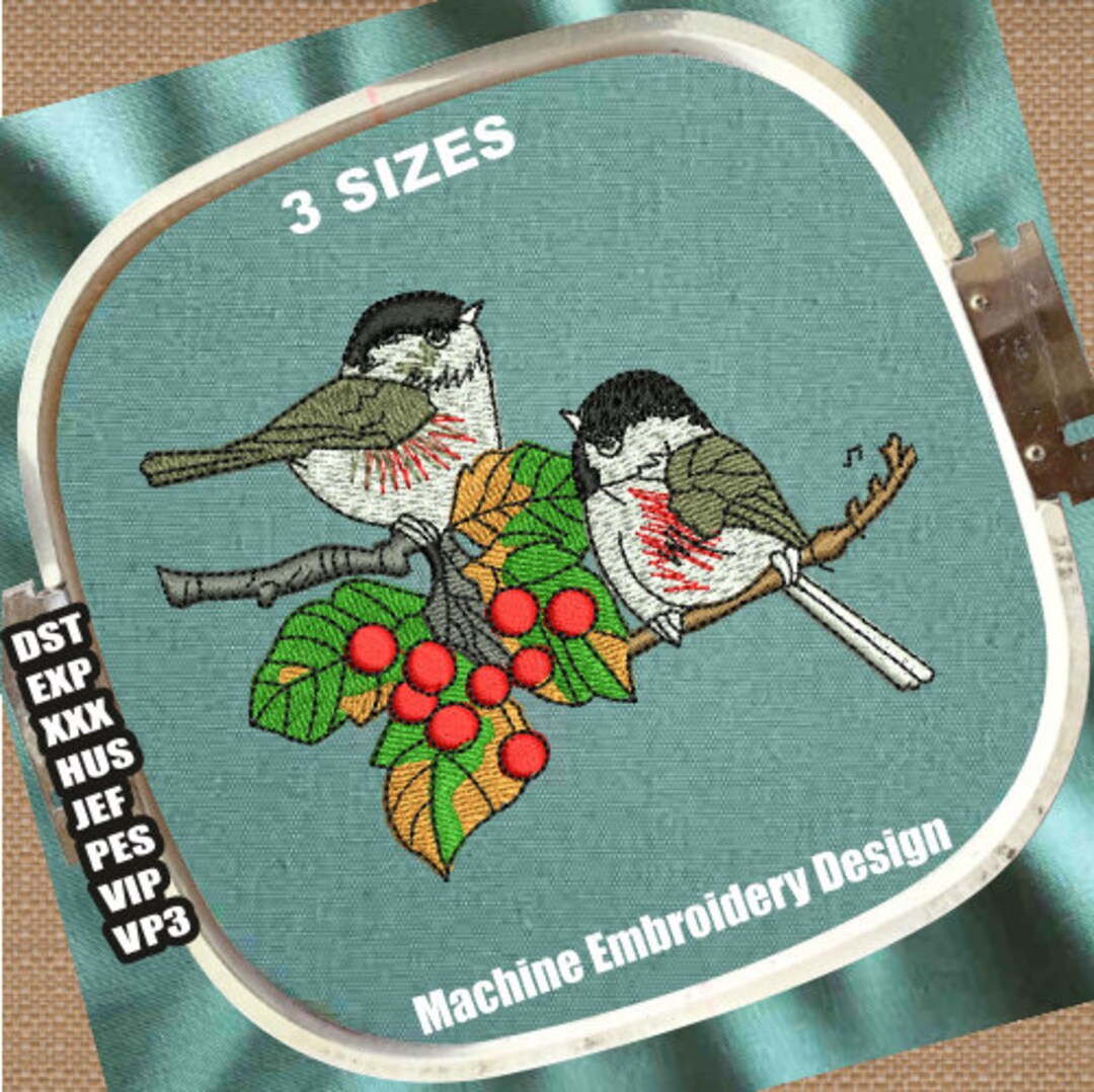 Two Sparrow Embroidery Patterns | Bird Sparrow Dst File | 2 Sparrow Pes ...