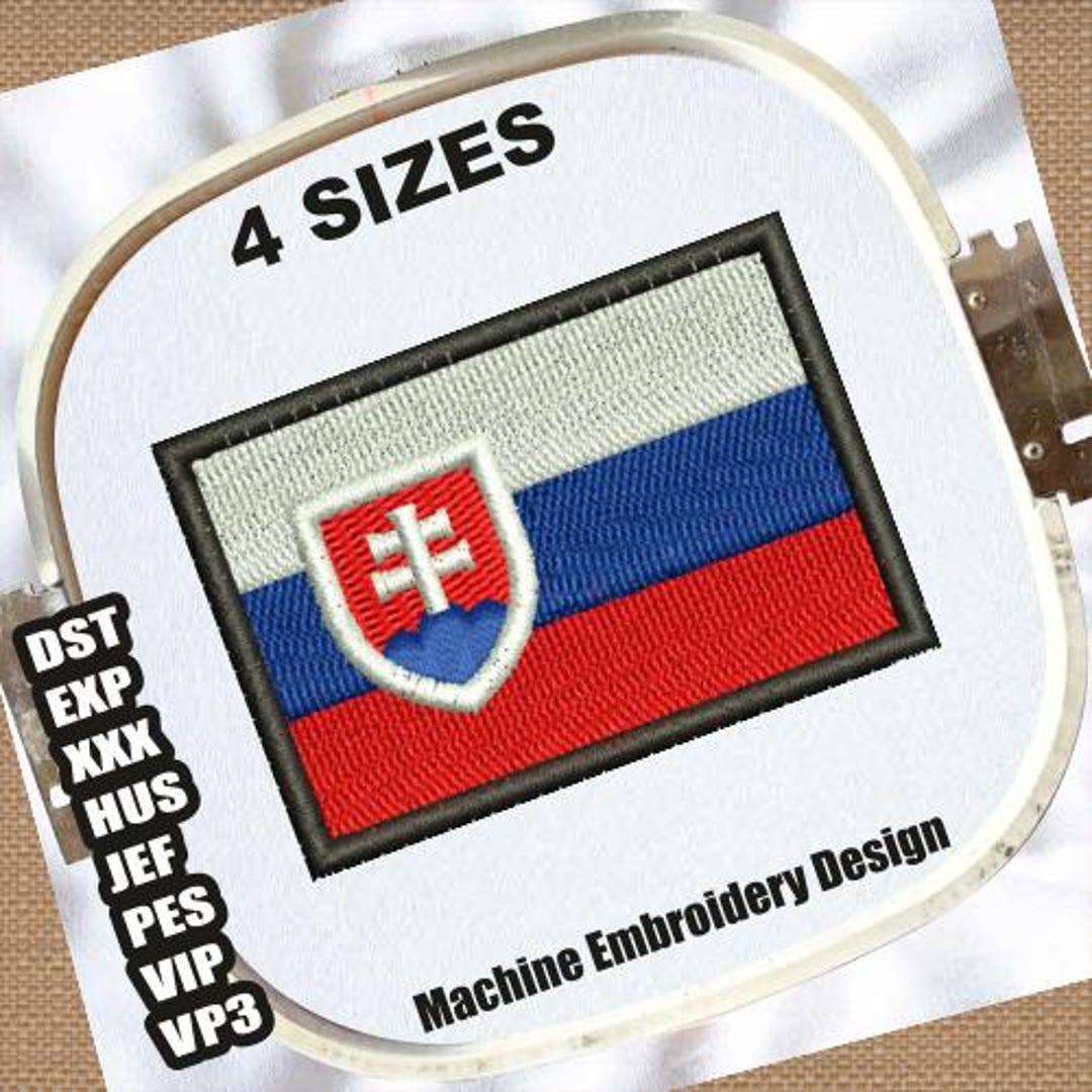 Slovakia Flag Machine Embroidery Design | Flag of Slovakia Embroidery ...