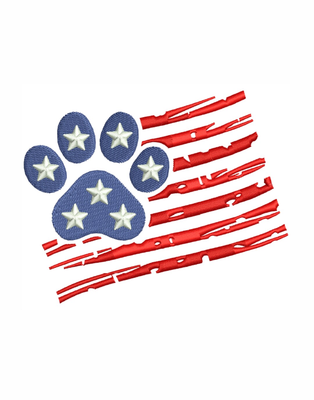 American Flag With Paw Embroidery Design | American Flag Pes File | USA ...