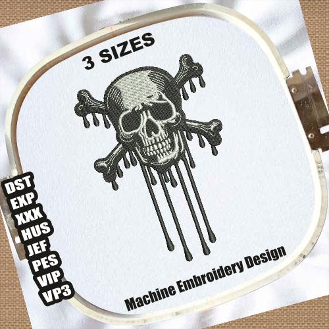 Skull With Crossbones Embroidery Designs Skull Crossbones Drip DST ...