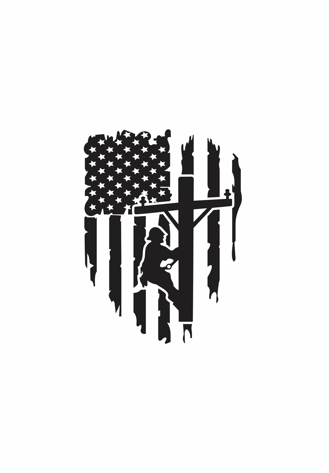 Us Flag Lineman Black Svg, Lineman USA Flag Png, Electrical Lineman ...