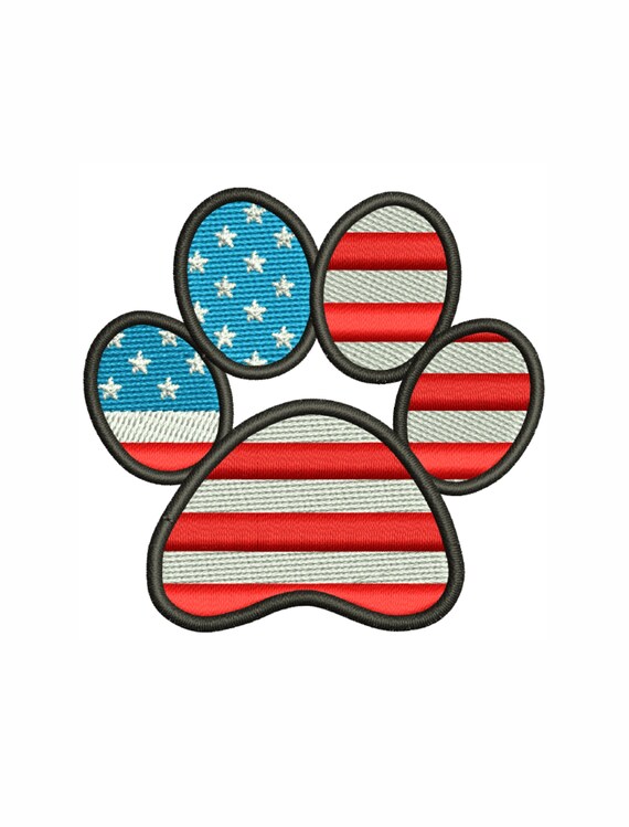 USA Paw Embroidery Design USA Flag With Paw Embroidery | Etsy