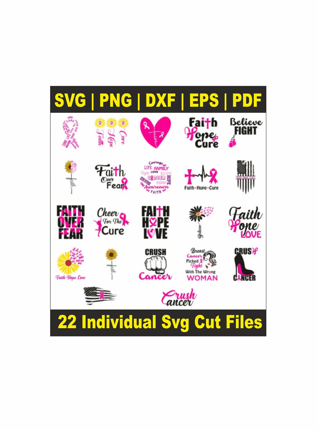 Cancer Awareness Svg Bundle, Breast Cancer Png Pack, Cancer Life Vector ...