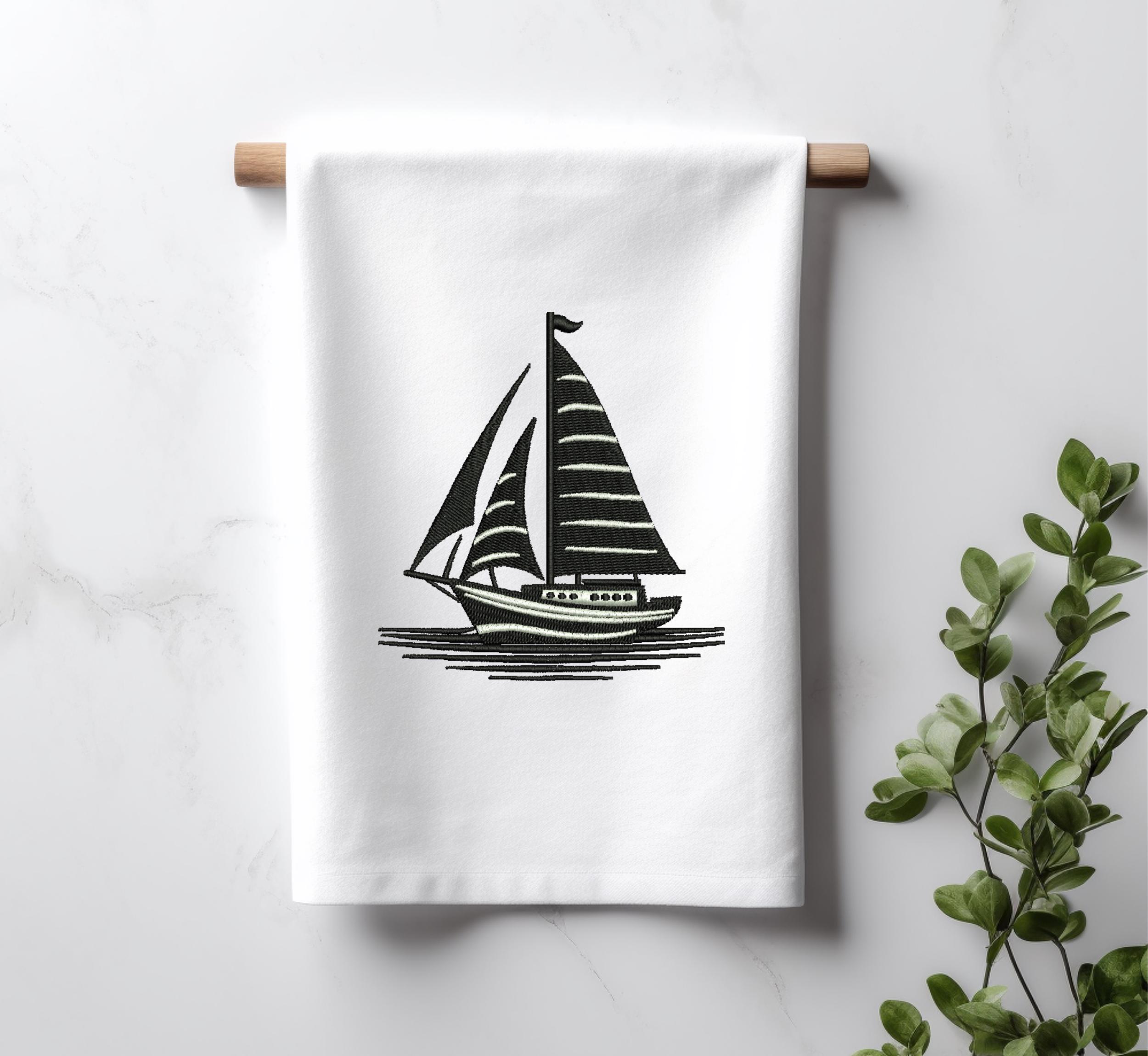 Sailboat Embroidery Designs | Simple Boat DST Files | Boat PES Files ...