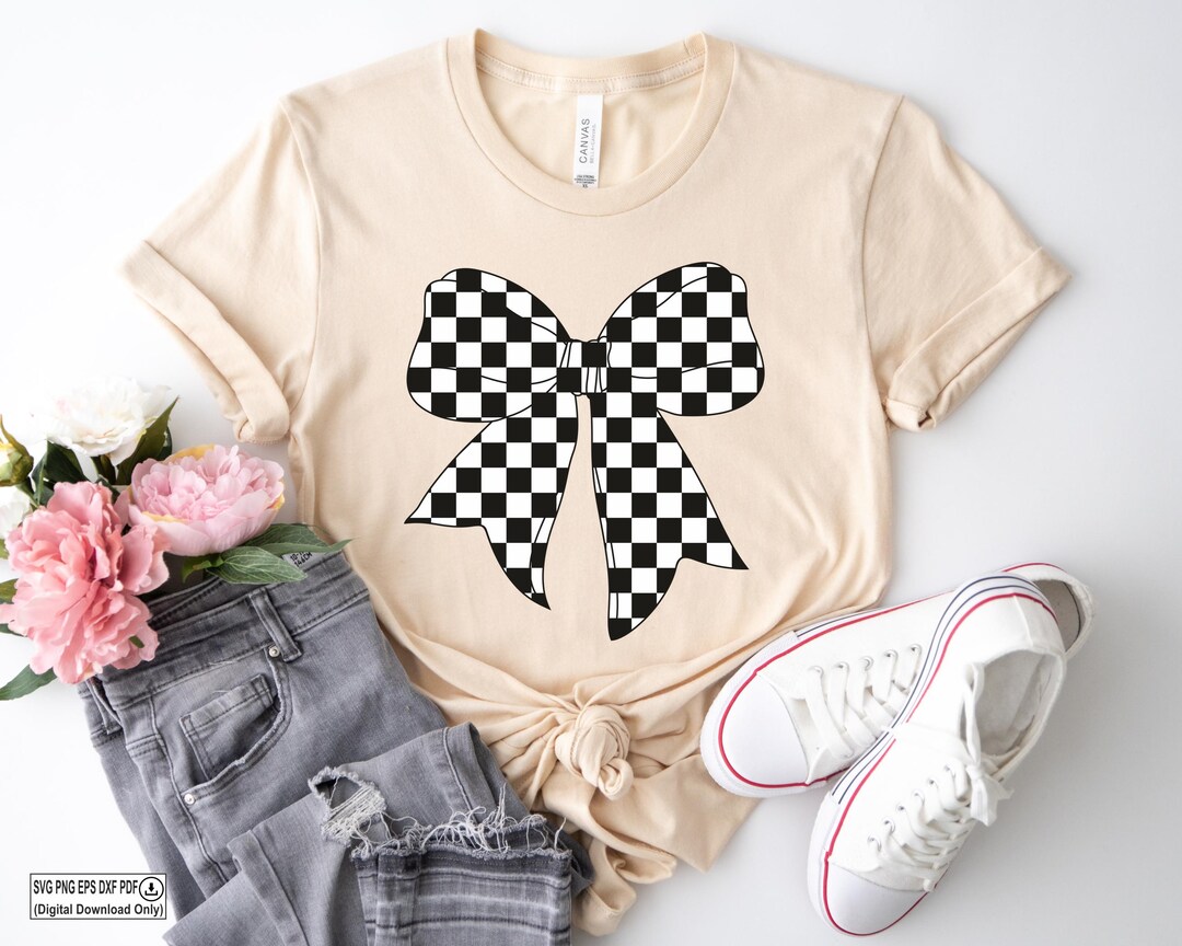 Retro Checkered Coquette Bow Svg, Coquette Bow Png, Bow Vector File ...