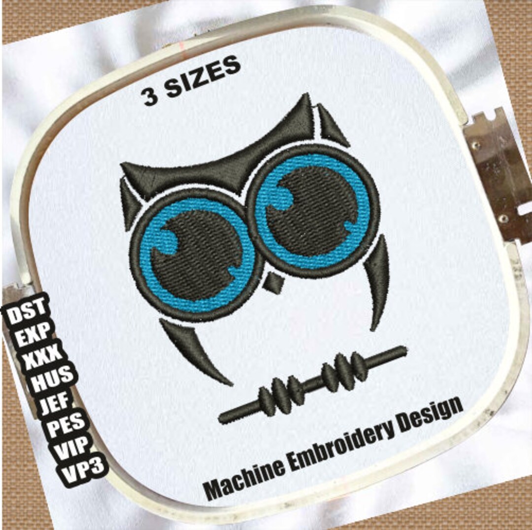 Owl Embroidery Design Owl Face DST File Owl Bird PES File Owl Head ...