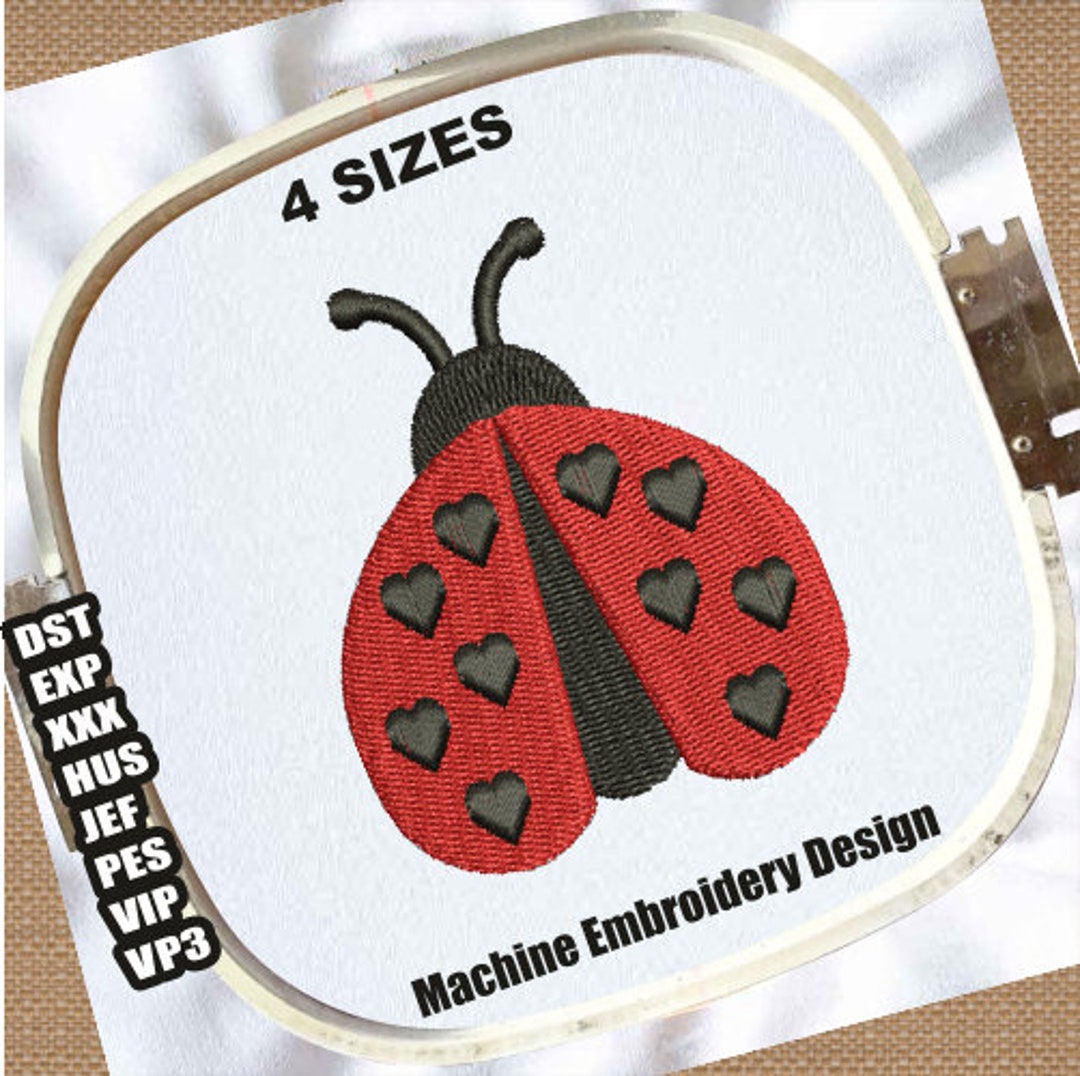 Ladybug Embroidery Pattern Bug DST File Ladybird PES File Ladybug ...