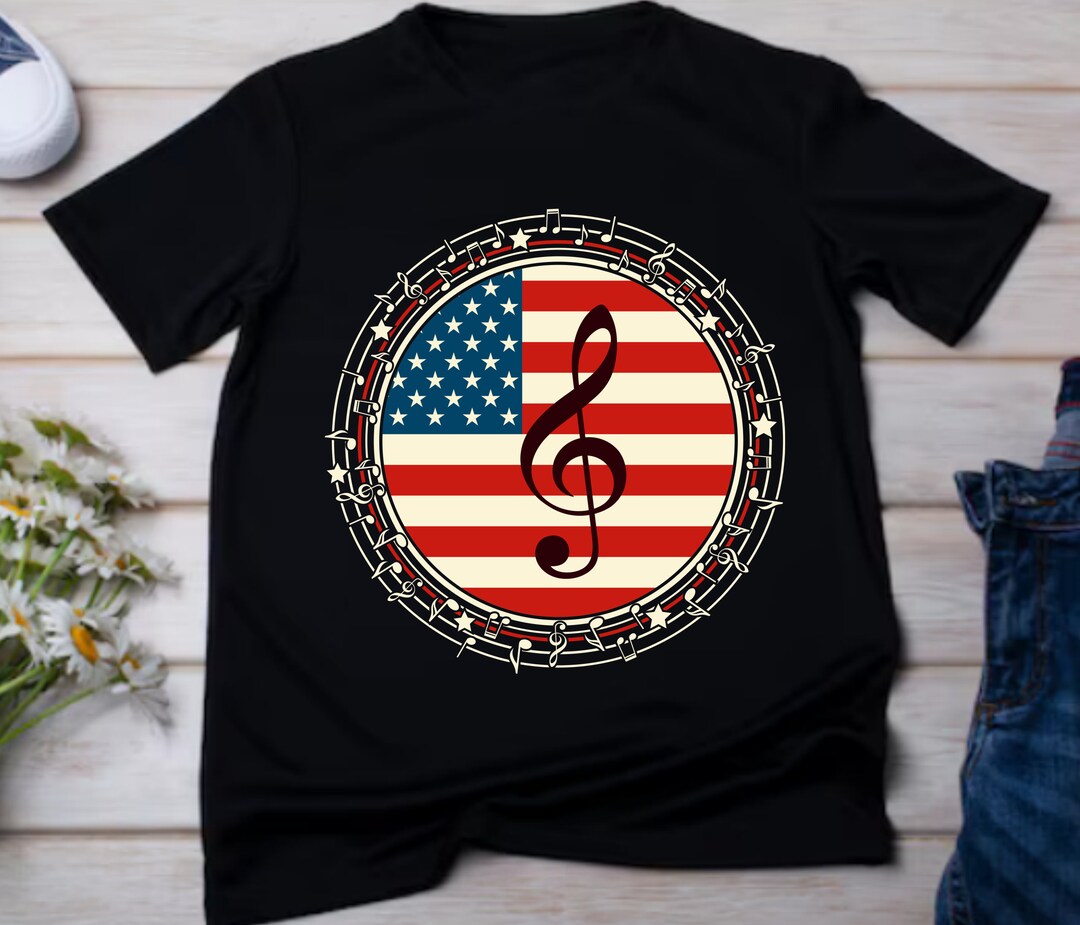 American Flag With Music Symbol Svg, USA Flag and Music Note Png ...