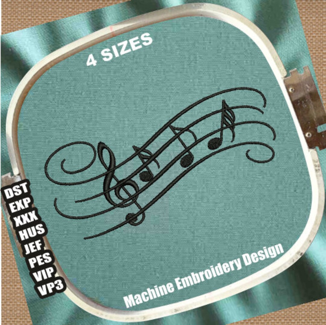 Music Notes Embroidery Patterns | Musical Note DST File | Music Note ...