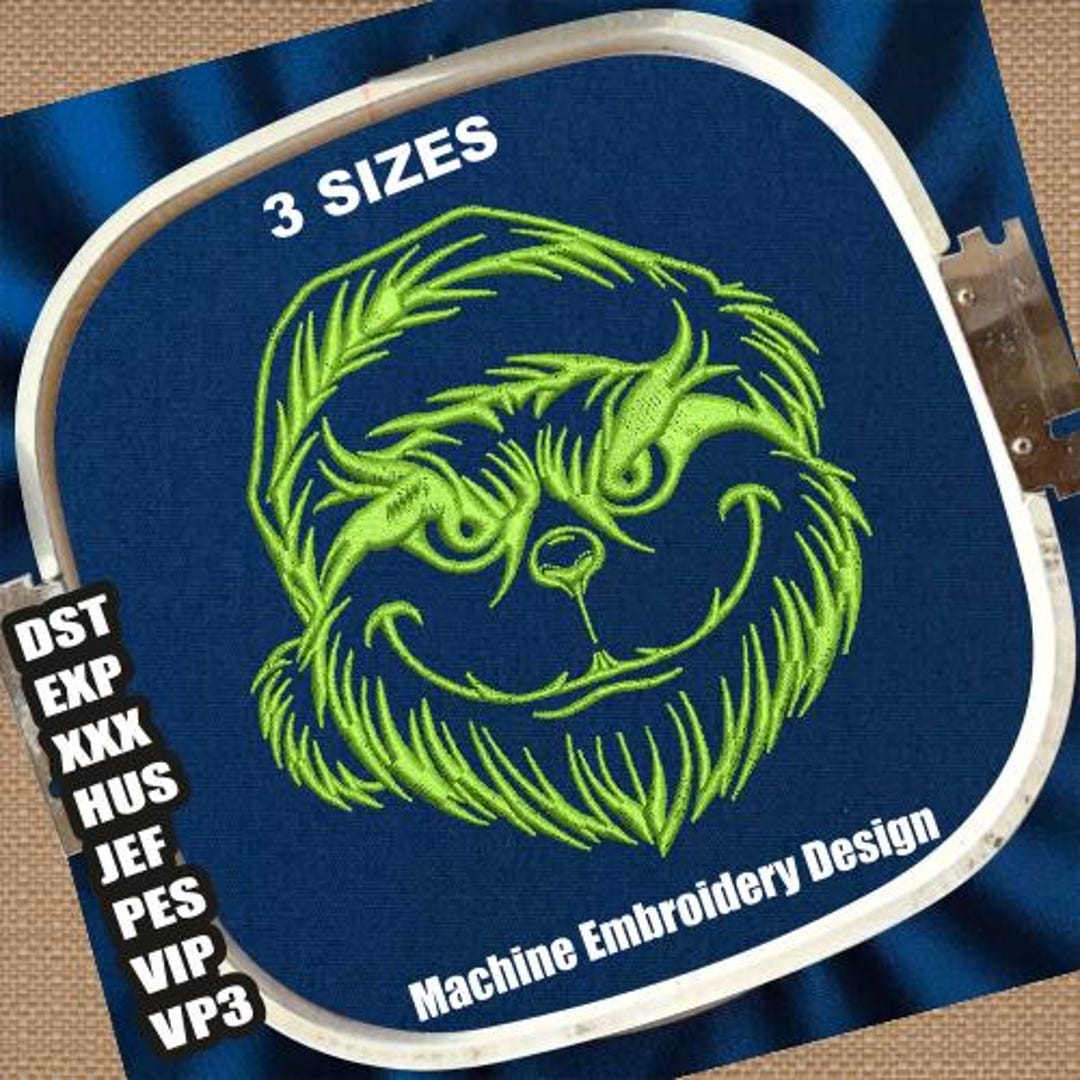 Grinch Face Machine Embroidery Designs | Christmas Grinch Embroidery ...