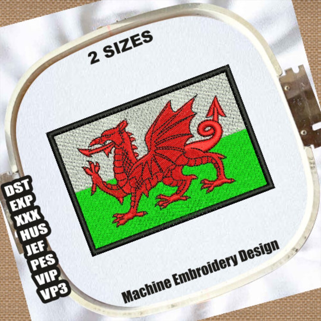 Flag of Wales Embroidery Pattern | Wales National Flag DST File | Flag ...