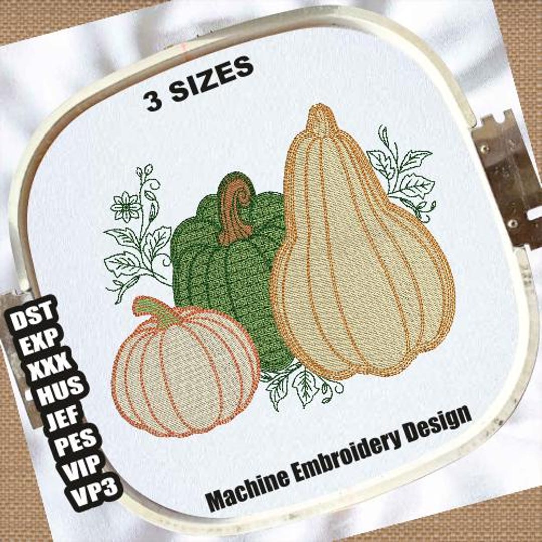 Pumpkin Embroidery Designs | Pumpkin Leaf DST File | Pumpkins PES File ...