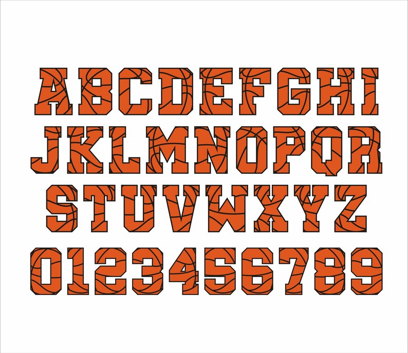 Basketball Alphabet and Numbers Svg, Basketball Font Png, Basketball ...