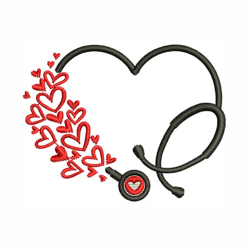 Stethoscope Embroidery Design Stethoscope Heart Embroidery - Etsy