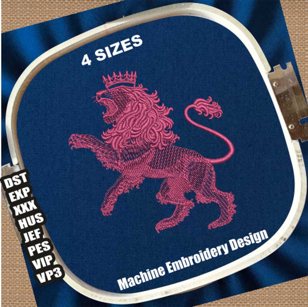 Lion With Crown Embroidery Design Lion King Dst File Lion and Crown Pes ...