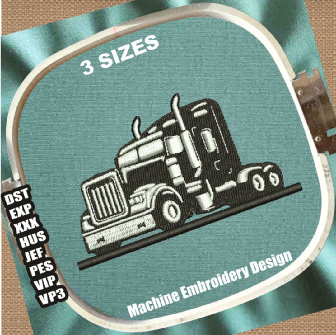 Semi Truck Trailer Embroidery Design | Truck Image DST File | Semi ...