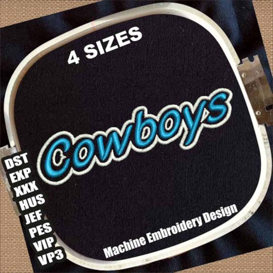 Cowboys 3D Puff Letters Machine Embroidery Designs | Cowboys 3D Puffy ...