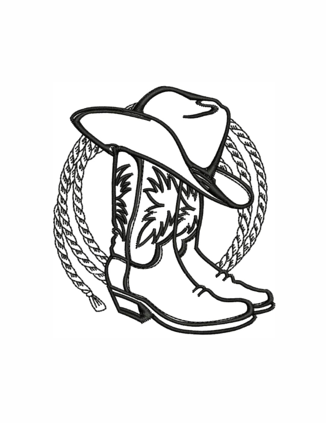 Cowboy Boot Embroidery Design Cowboy Hat With Boot Dst File Cowboy Boot ...