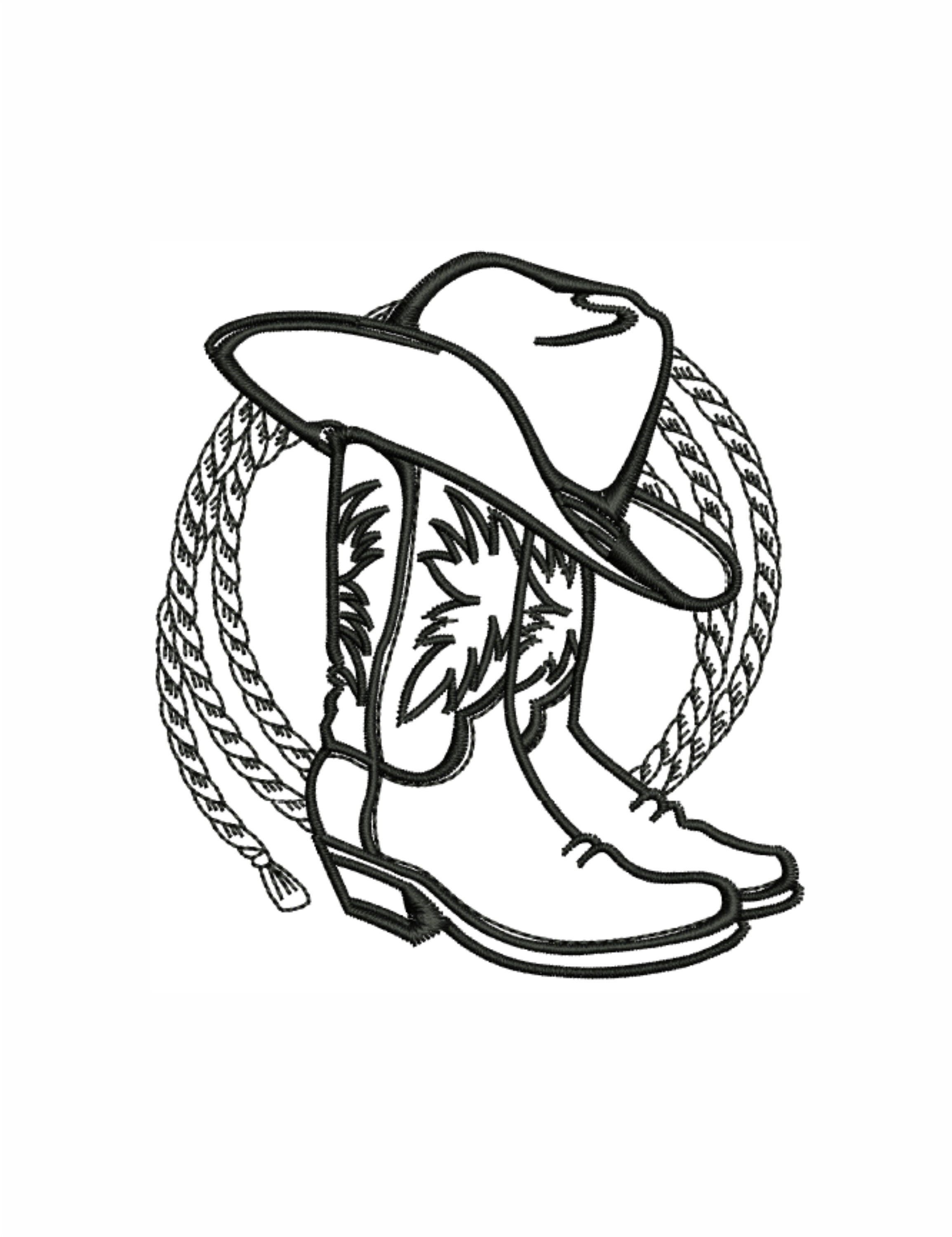 Cowboy Hat And Boots And Rope Drawing