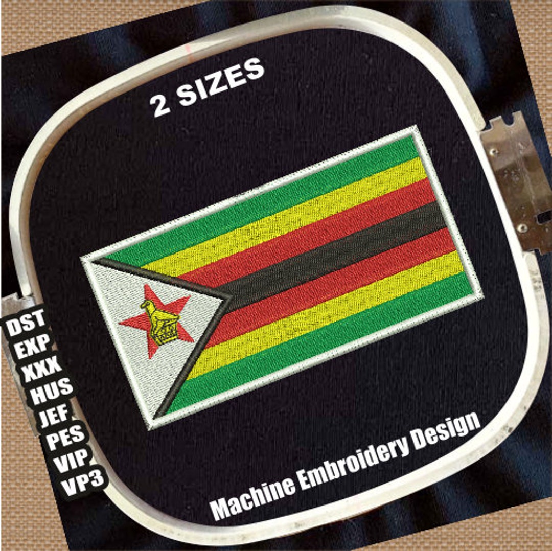 Flag of Zimbabwe Embroidery Pattern | Zimbabwe Flag DST File | Zimbabwe Nation Flag PES File ...