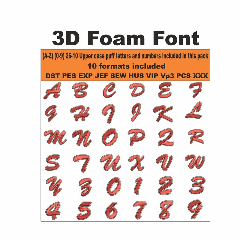3d Puff Embroidery Font - Etsy