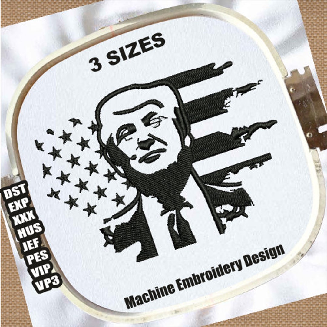 Donald Trump Embroidery Patterns Trump Face With Flag Dst File Trump ...