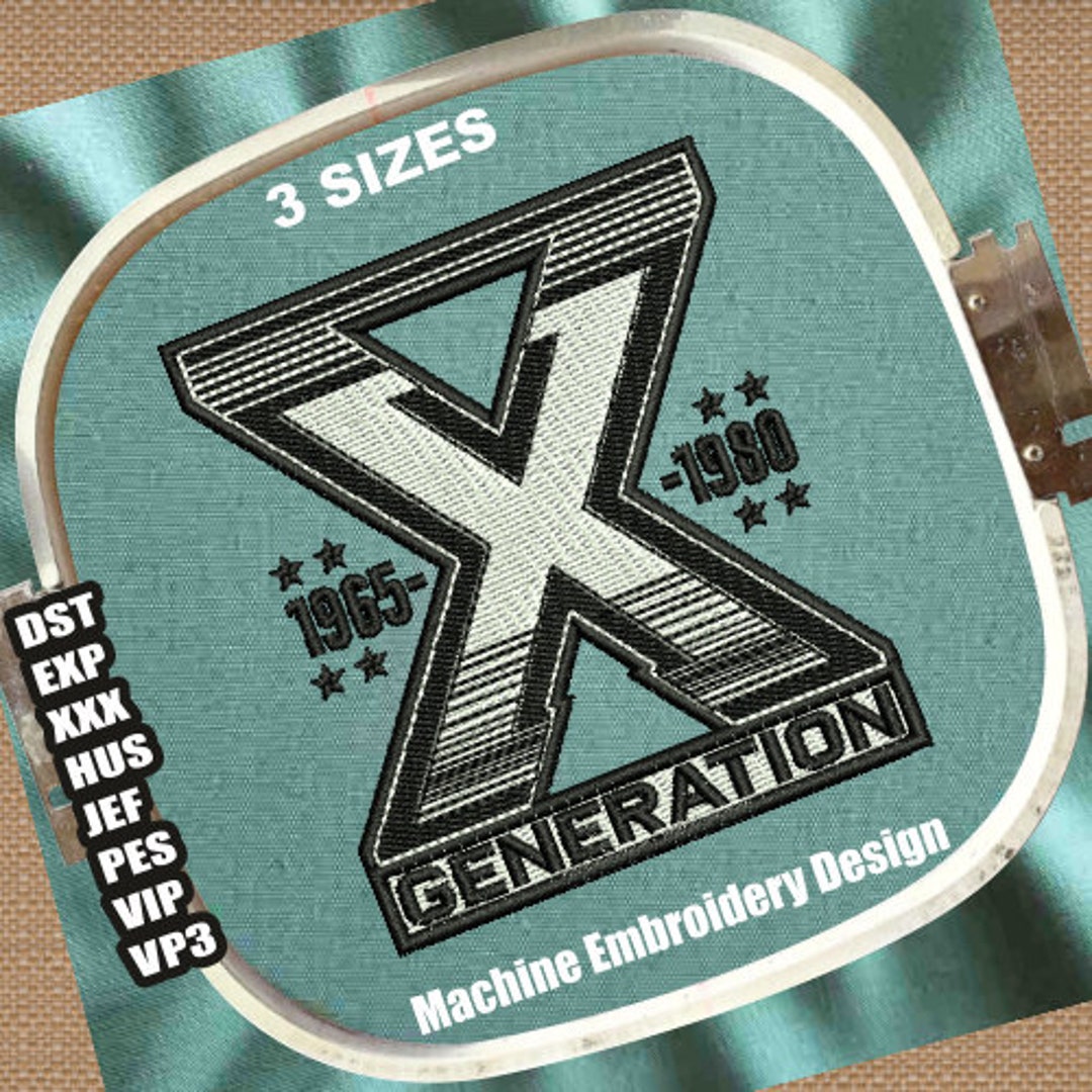 X Generation Embroidery Design | Generation X DST File | Gen X PES File ...