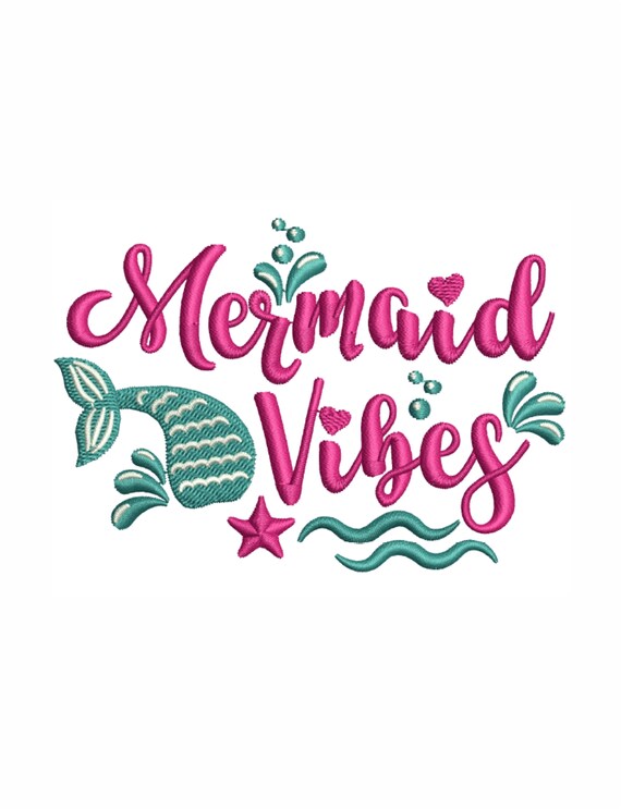 Mermaid Vibes Embroidery Design Mermaid Vibes in Summer | Etsy