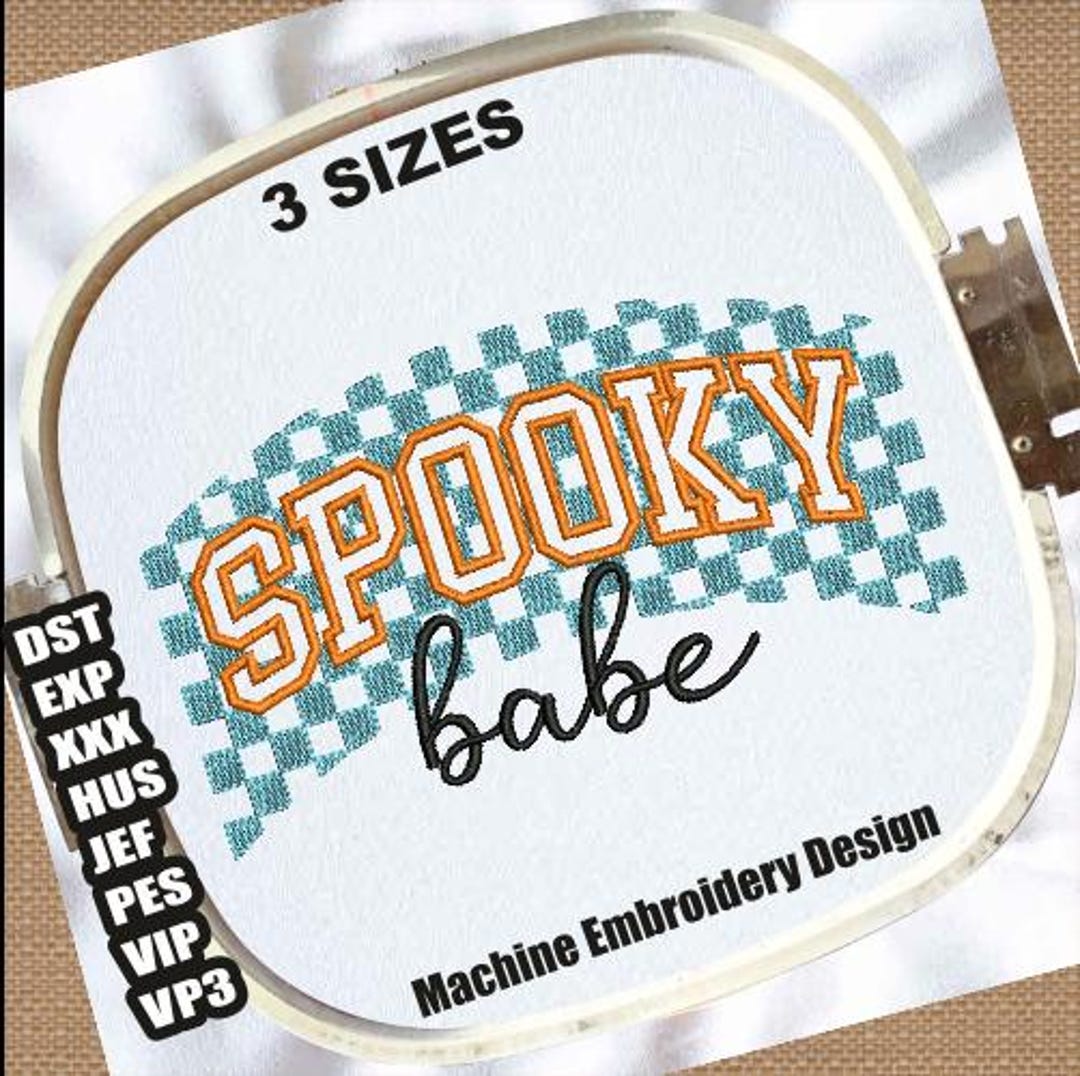 Spooky Babe Checkered Machine Embroidery Design | Spooky Season ...