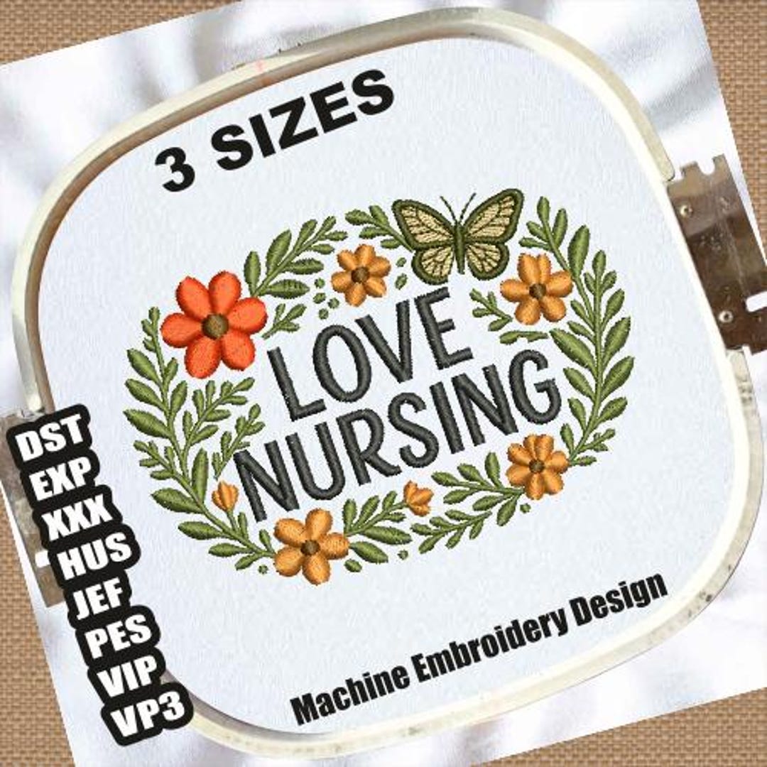 Love Nursing Machine Embroidery Design | Nurse Life Embroidery Pattern ...