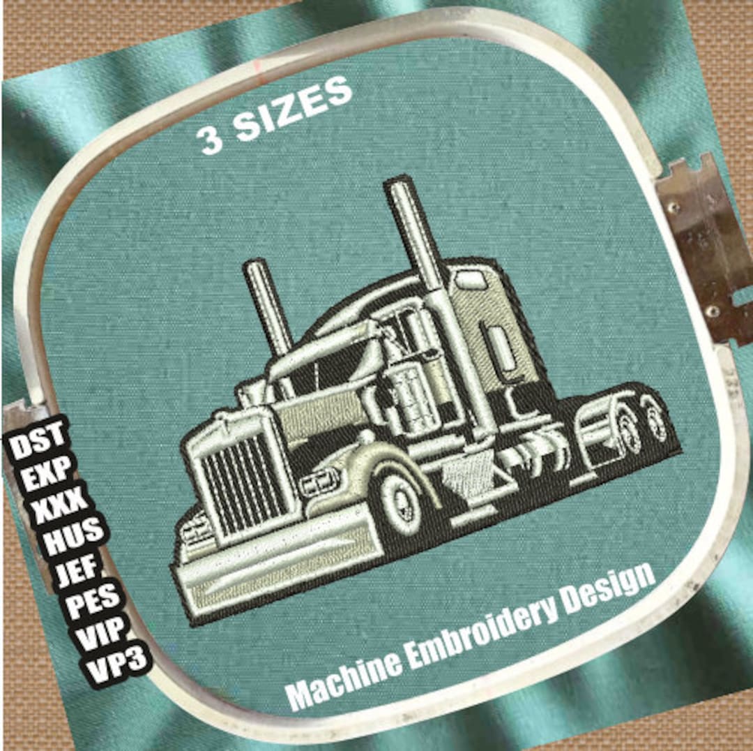 Semi Truck Embroidery Patterns | Truck Tractor DST File | Semi Trailer ...