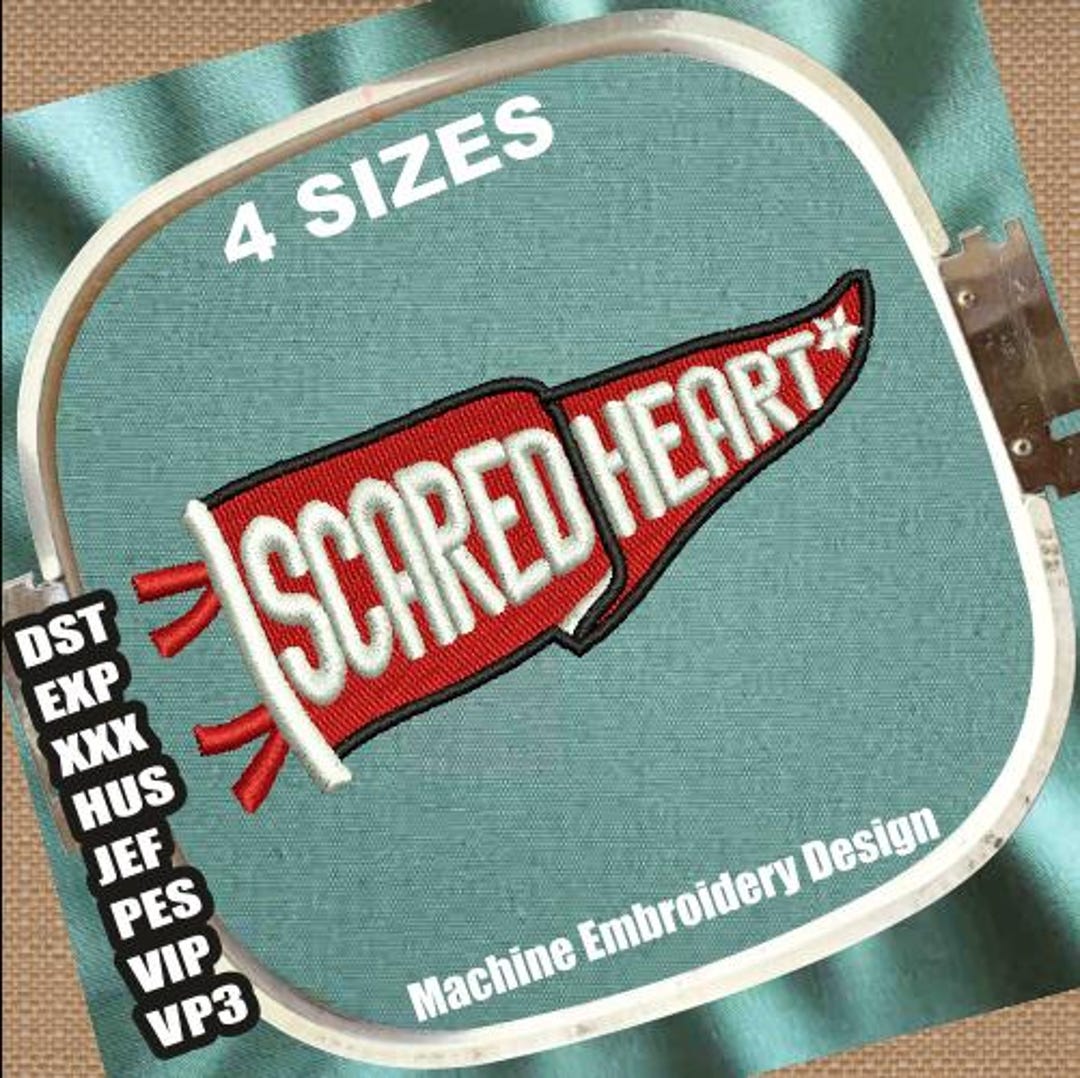 Pennant Scared Heart Flag Machine Embroidery Designs | Scared Heart ...