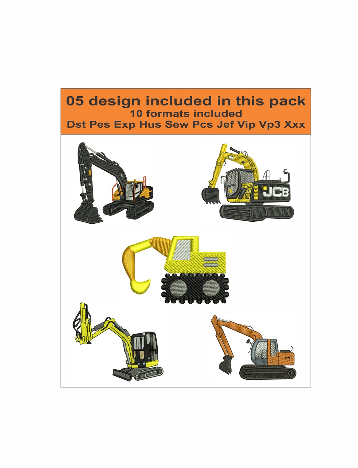 Digger Embroidery Designs Pack Excavators Embroidery Bundel - Etsy